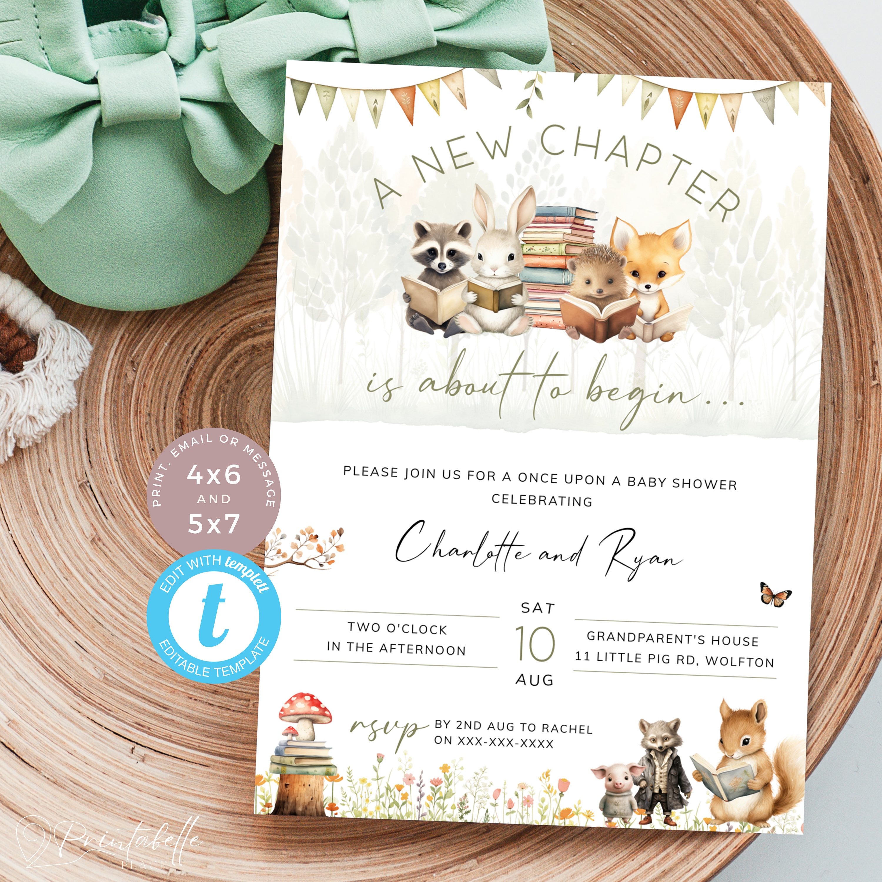 Storybook Baby Shower Invitation, New Chapter Begins Invite, Woodland ...