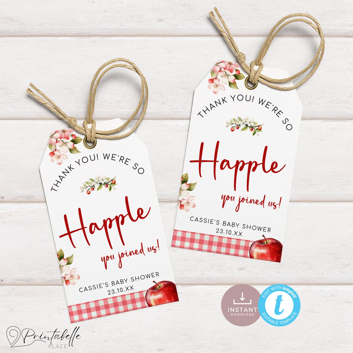 Apple Favor Tags, Apple of My Eye Baby Shower Favour Tag, Cropped ...