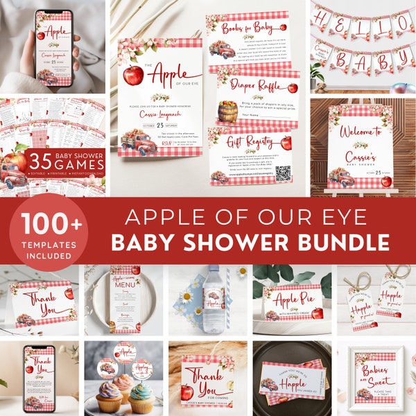 Apple of Our Eye Baby Shower Bundle, Fall Fruit Themed Mega Pack, Red ...