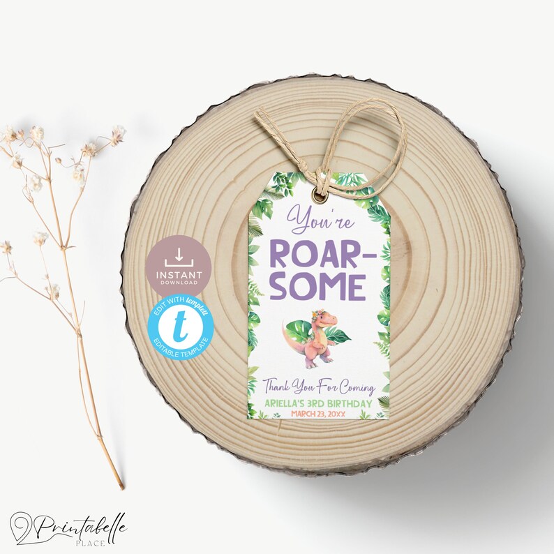 Three Rex Thank You Tags and Roar-some Party Favor Tags Featuring ...
