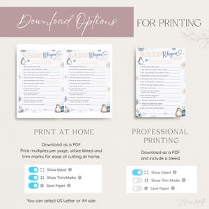 Winter Nursery Rhyme Quiz, Snow in Love Baby Shower Games, Guess the ...