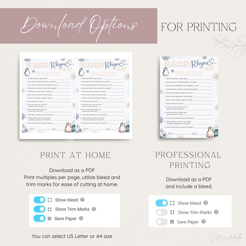 Winter Nursery Rhyme Quiz, Snow in Love Baby Shower Games, Guess the ...