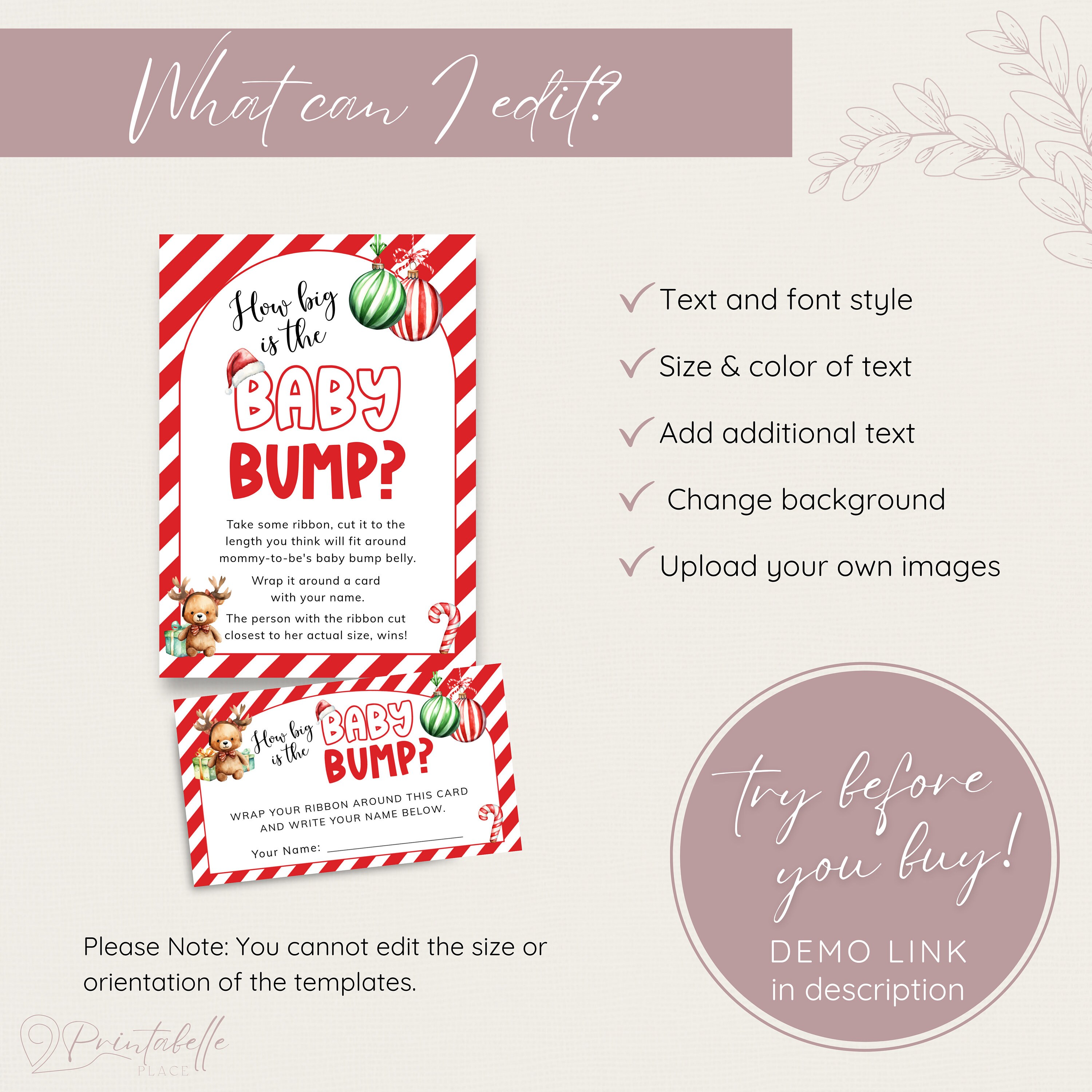 Merry Little Baby Bump Measure Game, Christmas How Big is Mommy's Belly ...