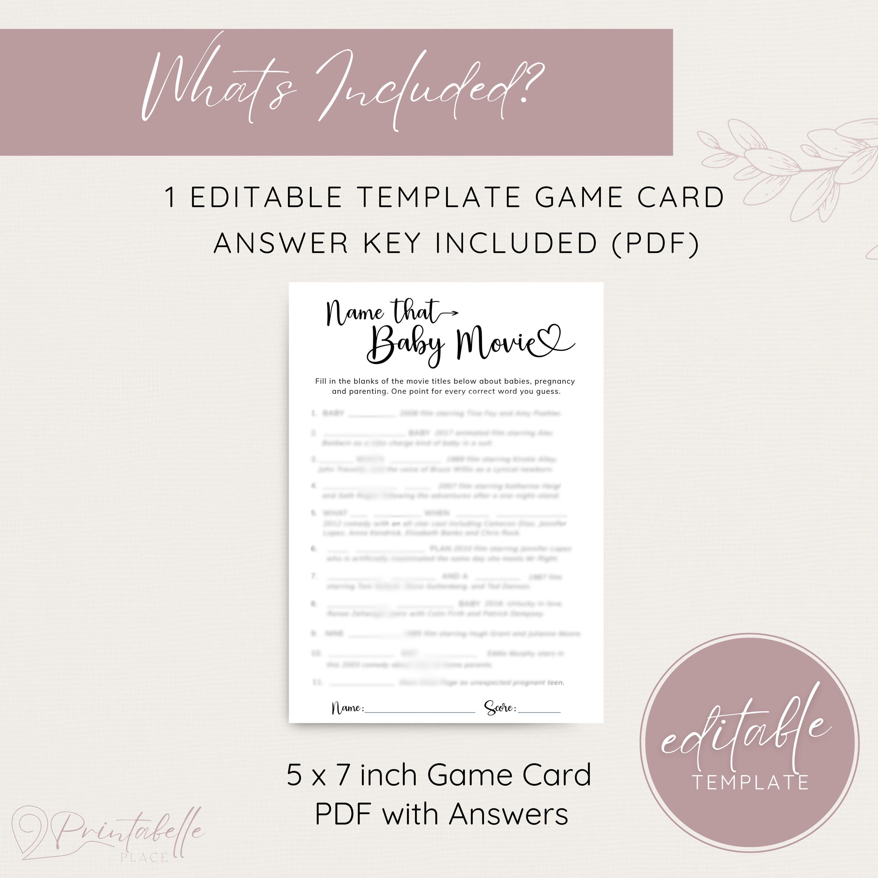 Name That Baby Movie Trivia, Modern Minimalist Baby Shower Game, Guess ...