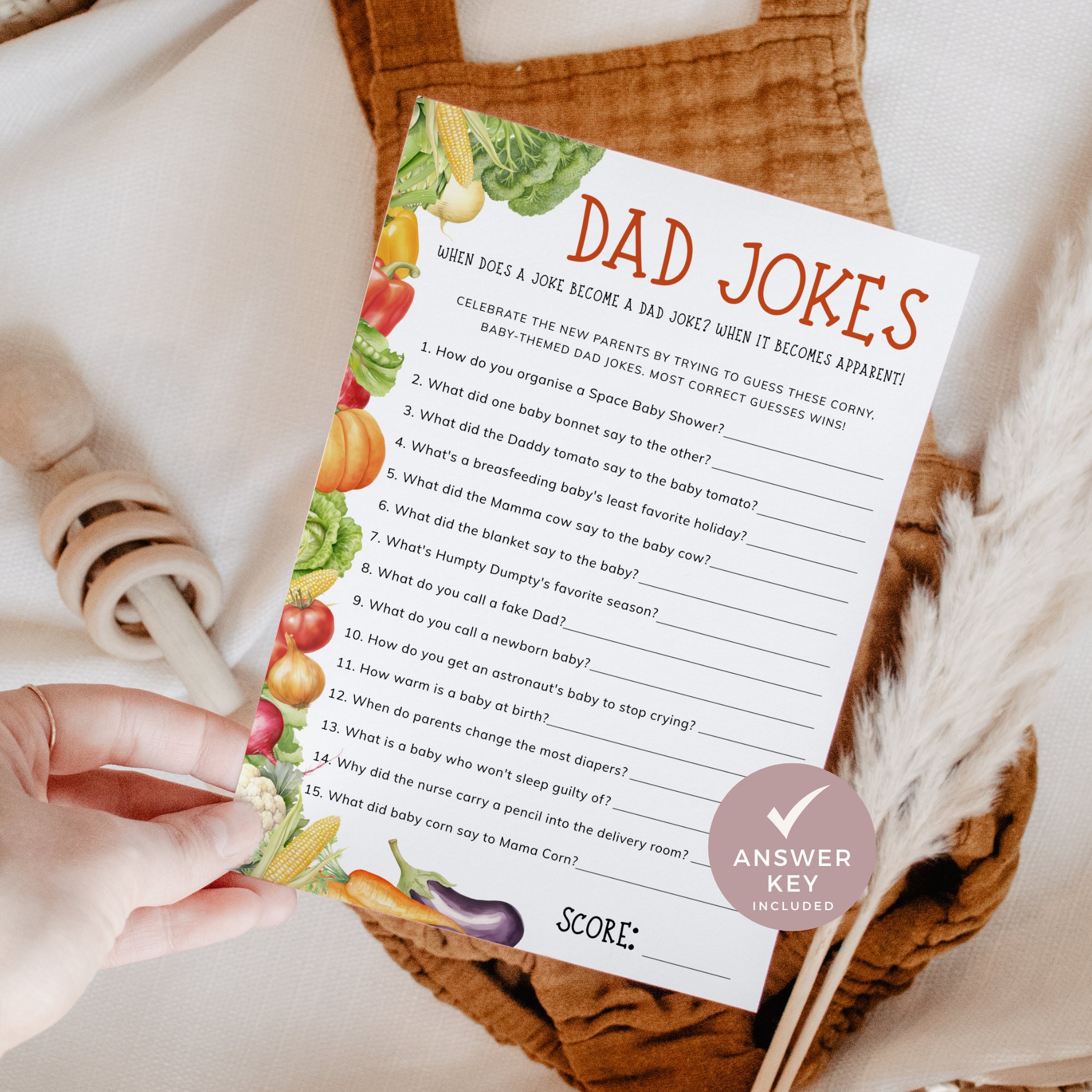 Locally Grown Dad Jokes Trivia Game Template for Farmers Market Baby ...
