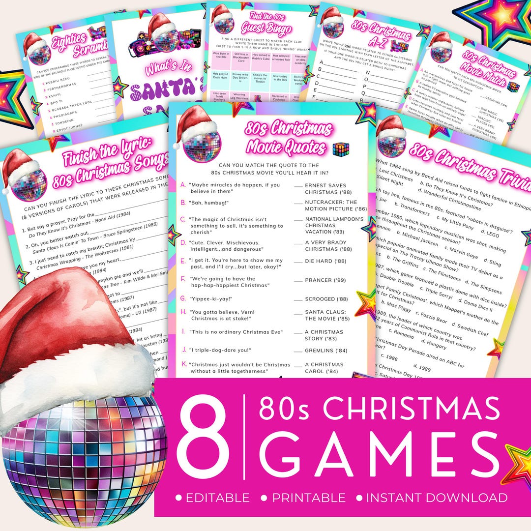80s Christmas Party Games Bundle, Eighties Games Pack for Teens and ...