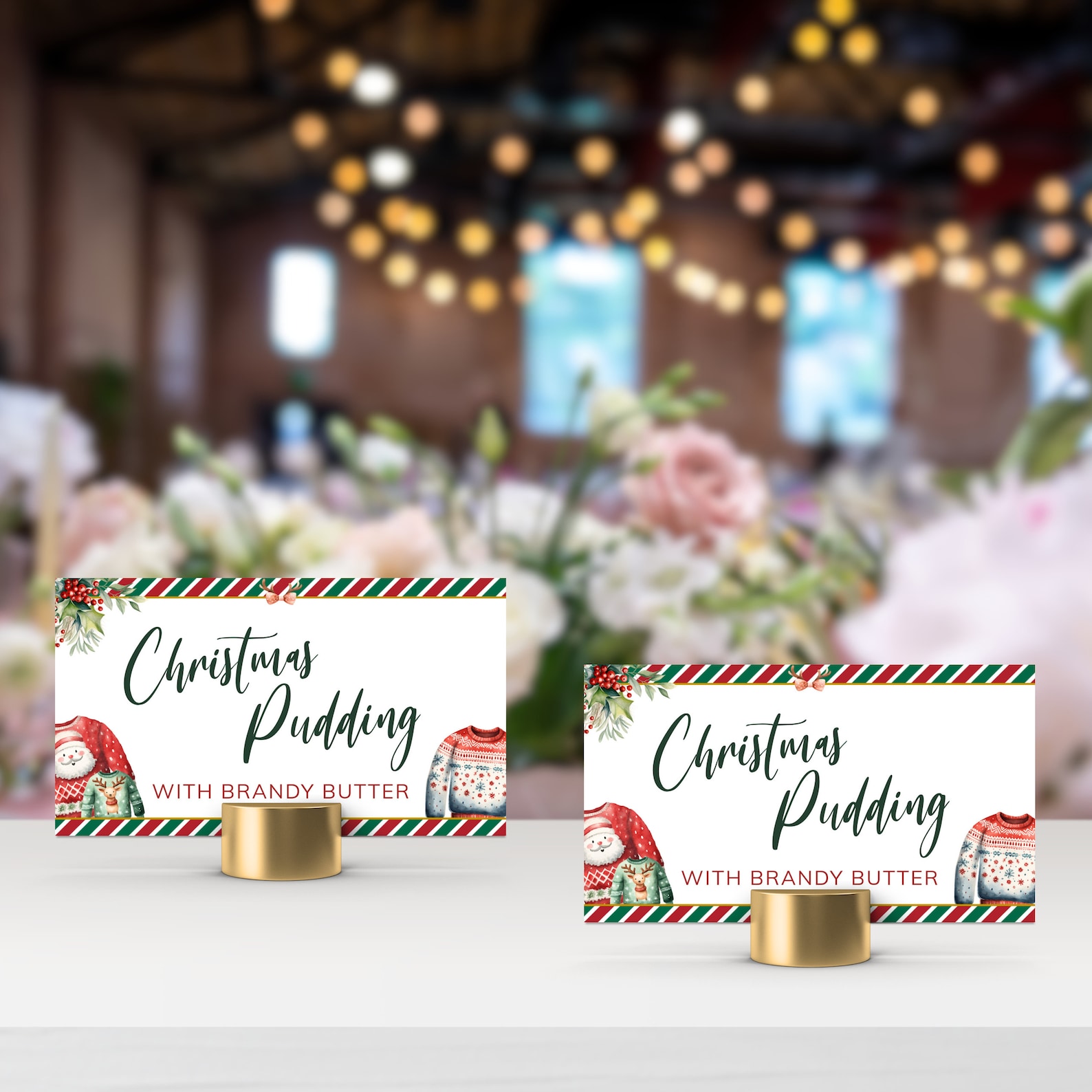 Ugly Sweater Buffet Card Tent, Christmas Food Label Template, Holiday ...