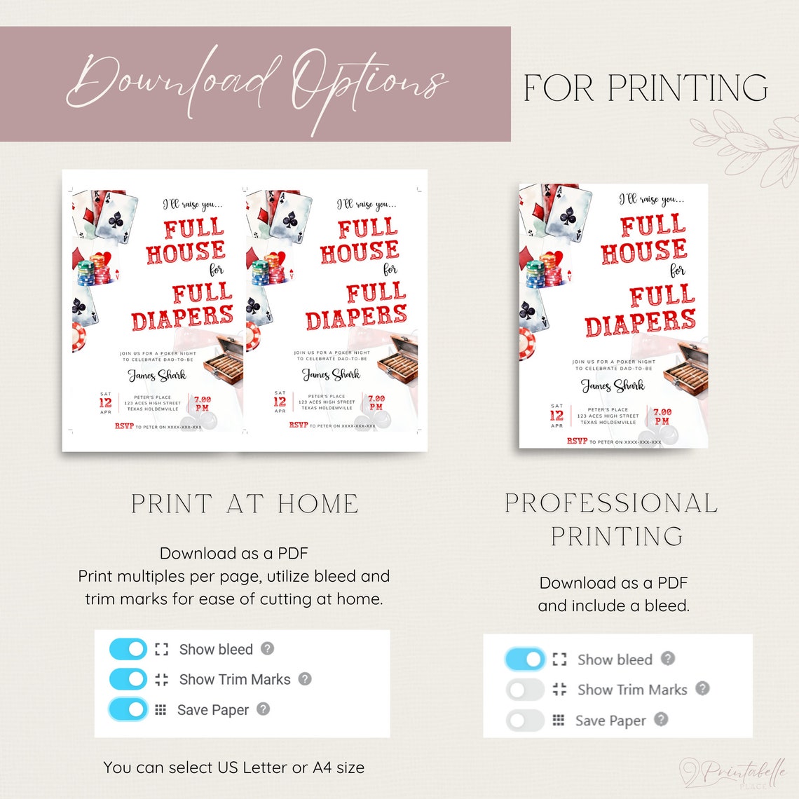 Dad Baby Shower Invite for a Poker Night Invitation or Casino Theme ...