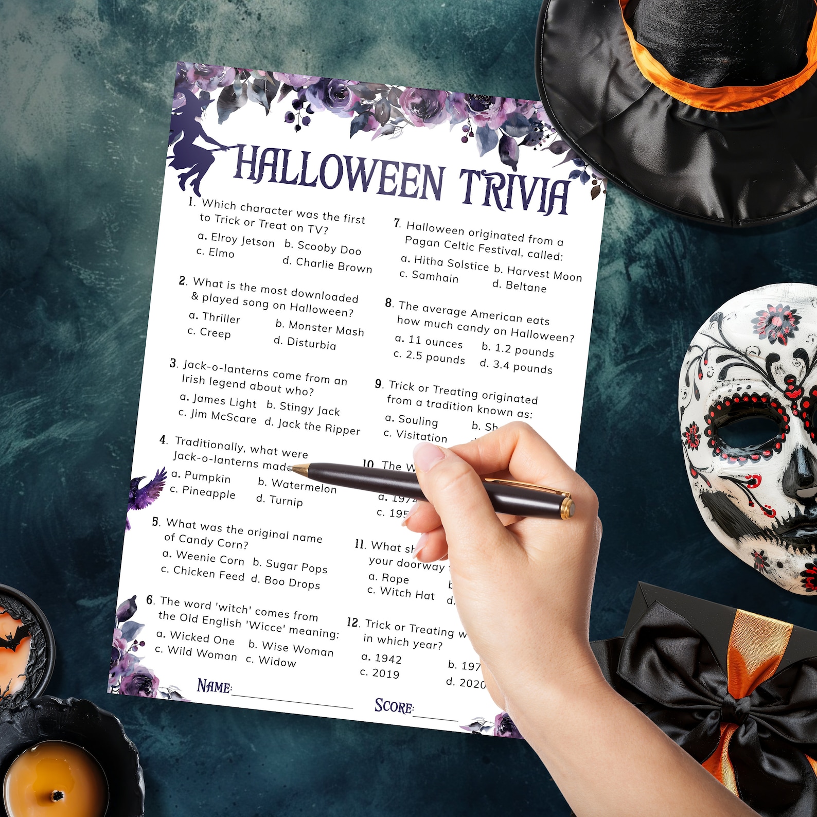 Halloween Trivia Game Card With Answer Key, Spooky Season General ...
