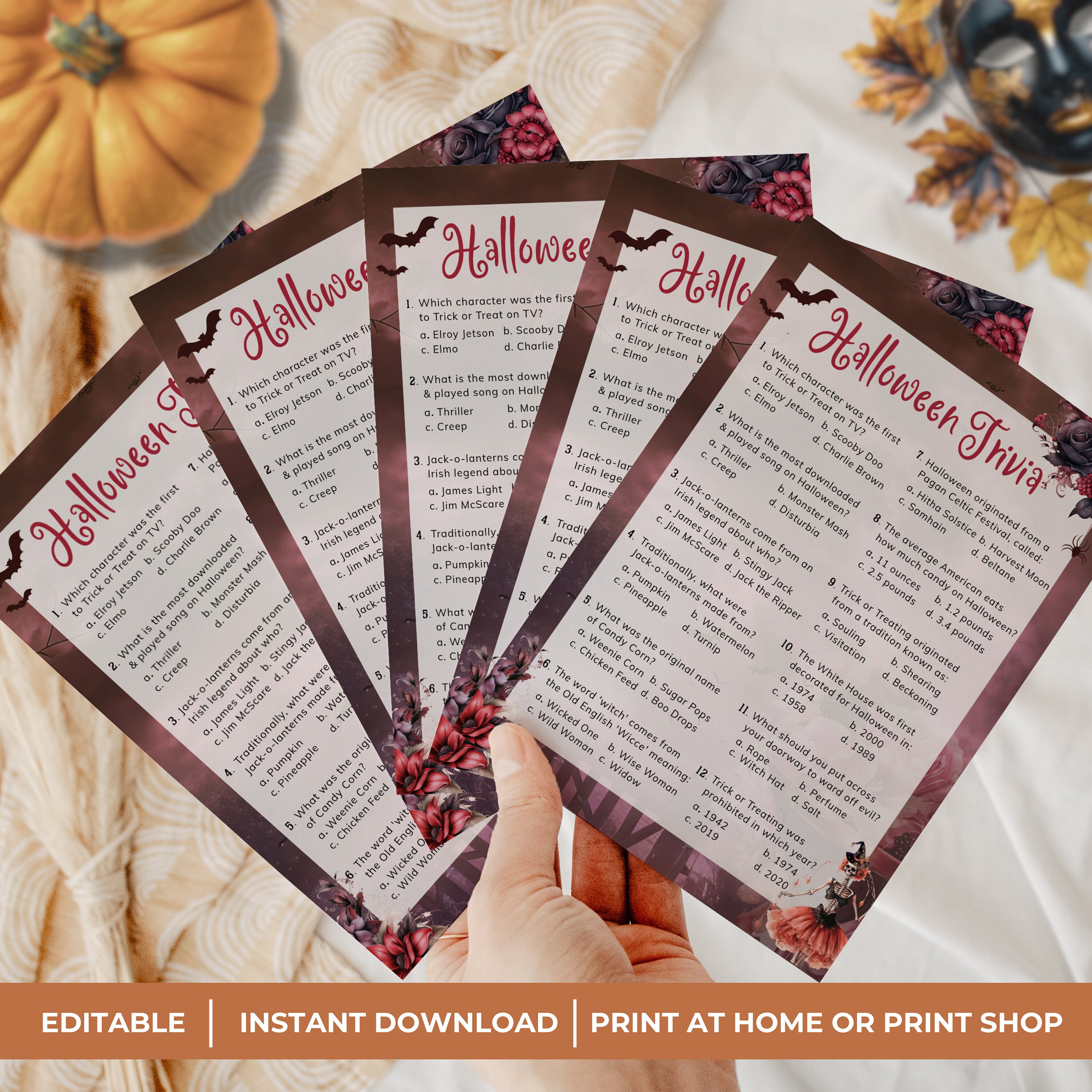 Halloween Trivia Game Printable, Witchy General Knowledge Quiz, Gothic ...