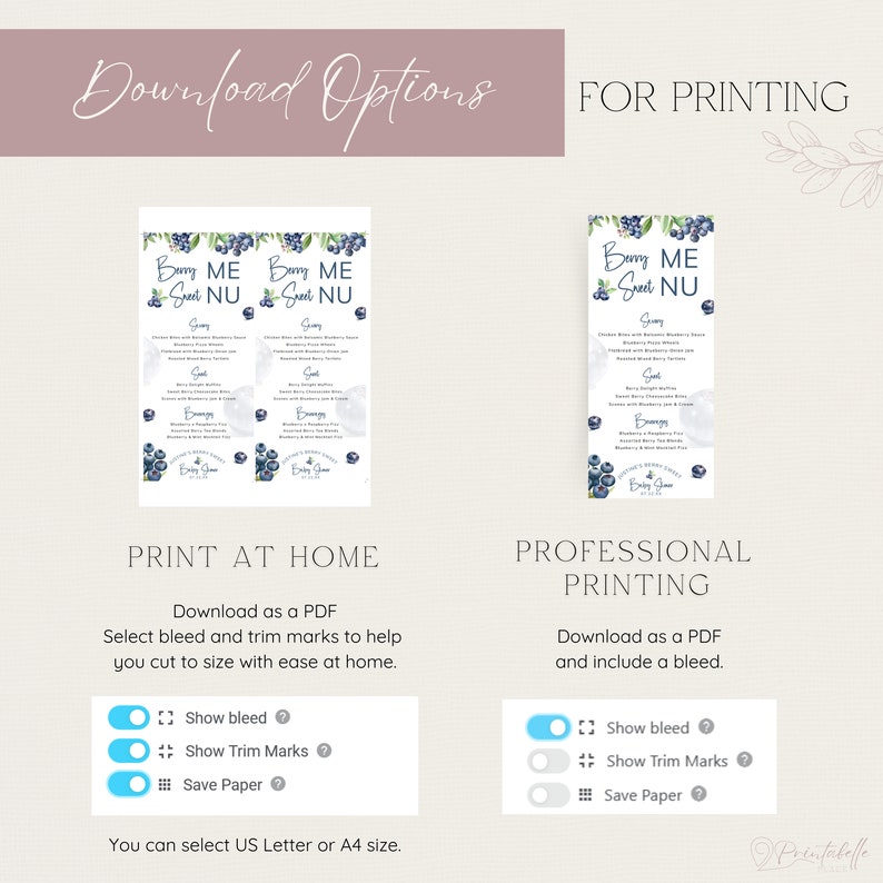 Blueberry Themed Menu Template, Berry Sweet Menu, Summer Fruit Inspired ...