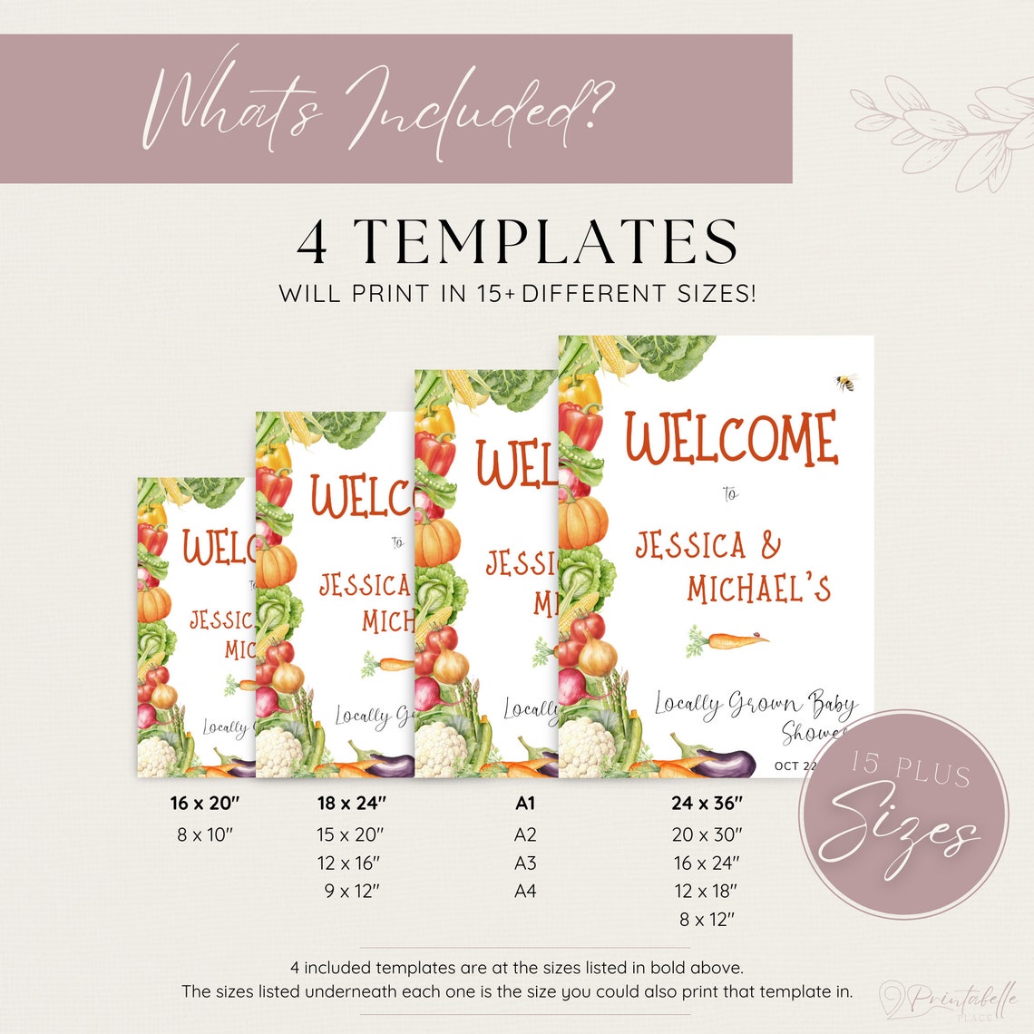 Locally Grown Baby Shower Welcome Sign Editable Template. Farmers ...