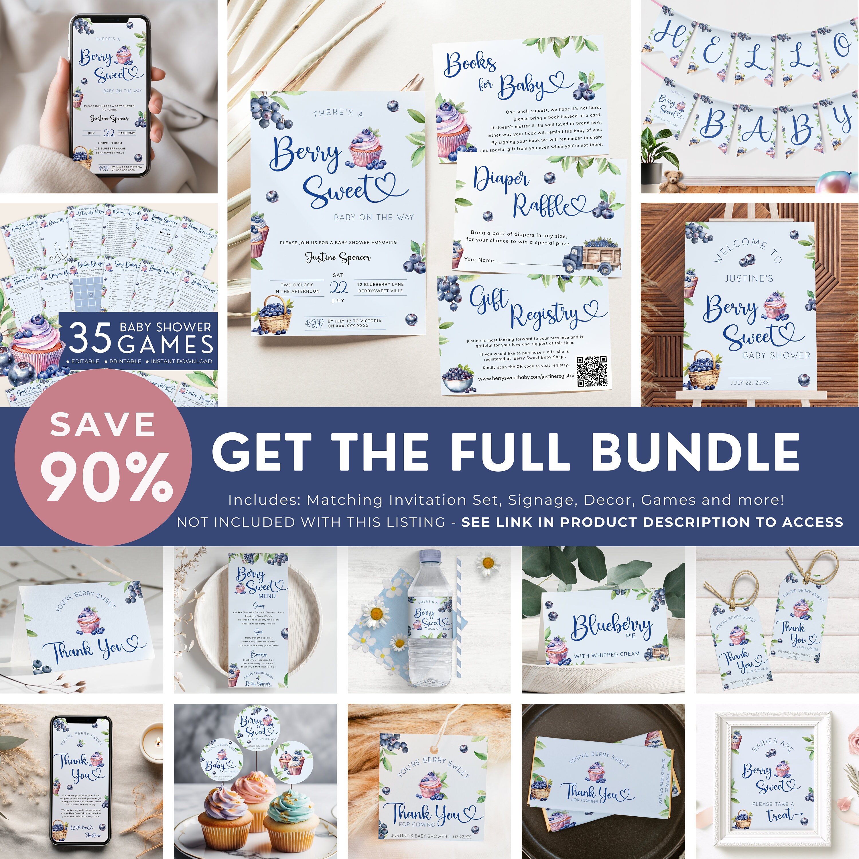 Blueberry Baby Shower Game, World Records Match, Berry Sweet Baby ...