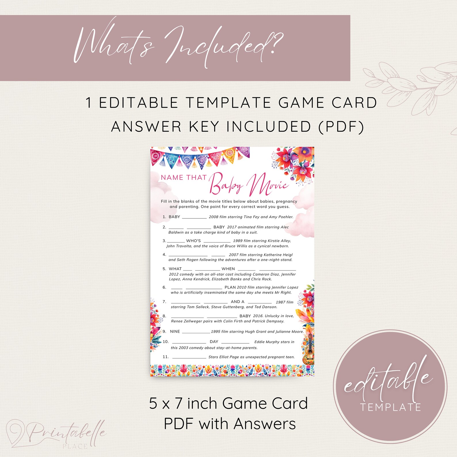Cielito Lindo Name That Baby Movie Baby Shower Game, Fiesta Theme Film ...
