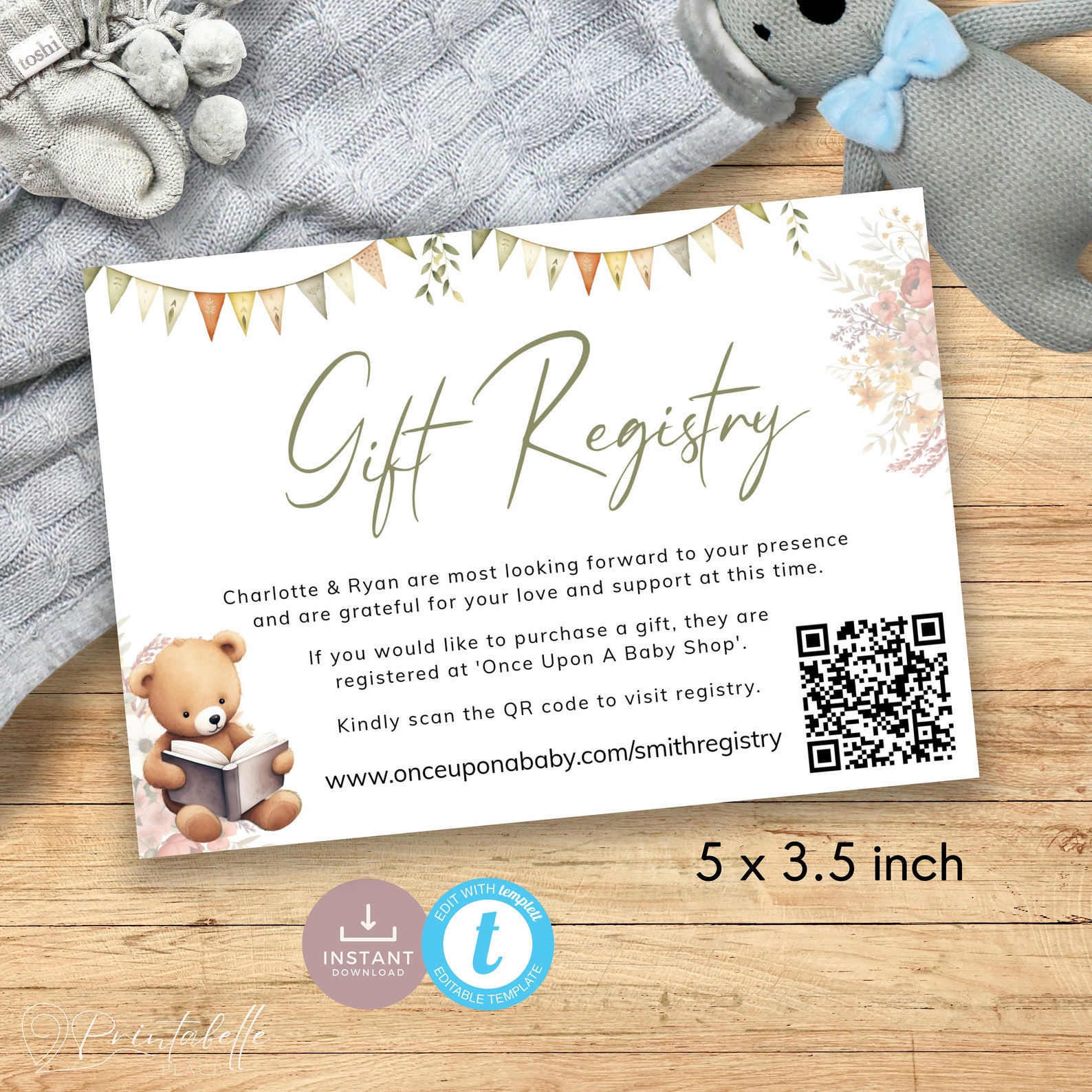 Storybook Themed Gift Registry Card With QR Code, New Chapter Begin ...