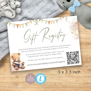 Storybook Themed Gift Registry Card With QR Code, New Chapter Begin ...