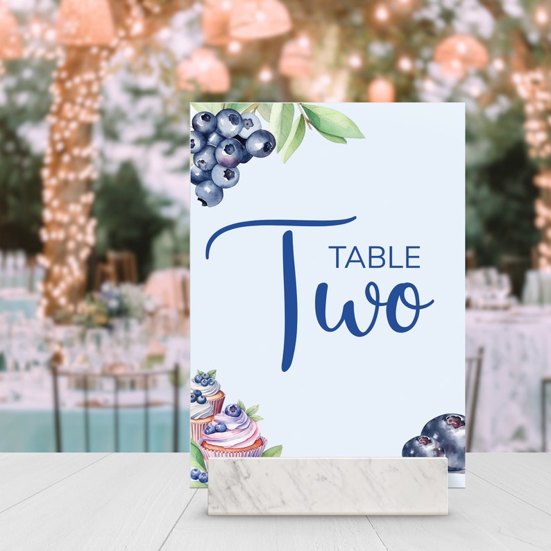 Blueberry Table Number Template, Berry Sweet Table Setting Decor, Fruit ...