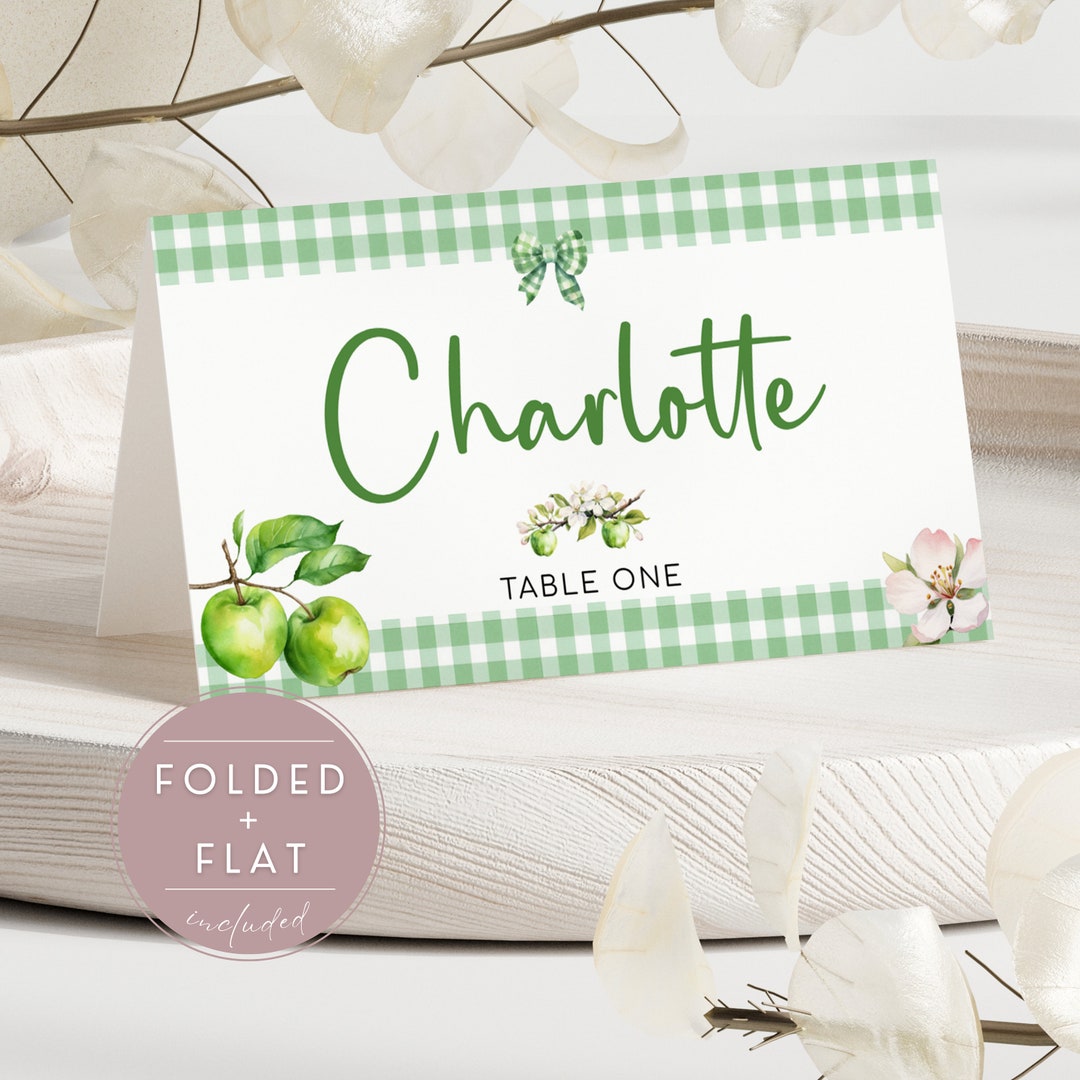 Apple Themed Place Card Template, Apple of Our Eye Name Card, Fruit ...