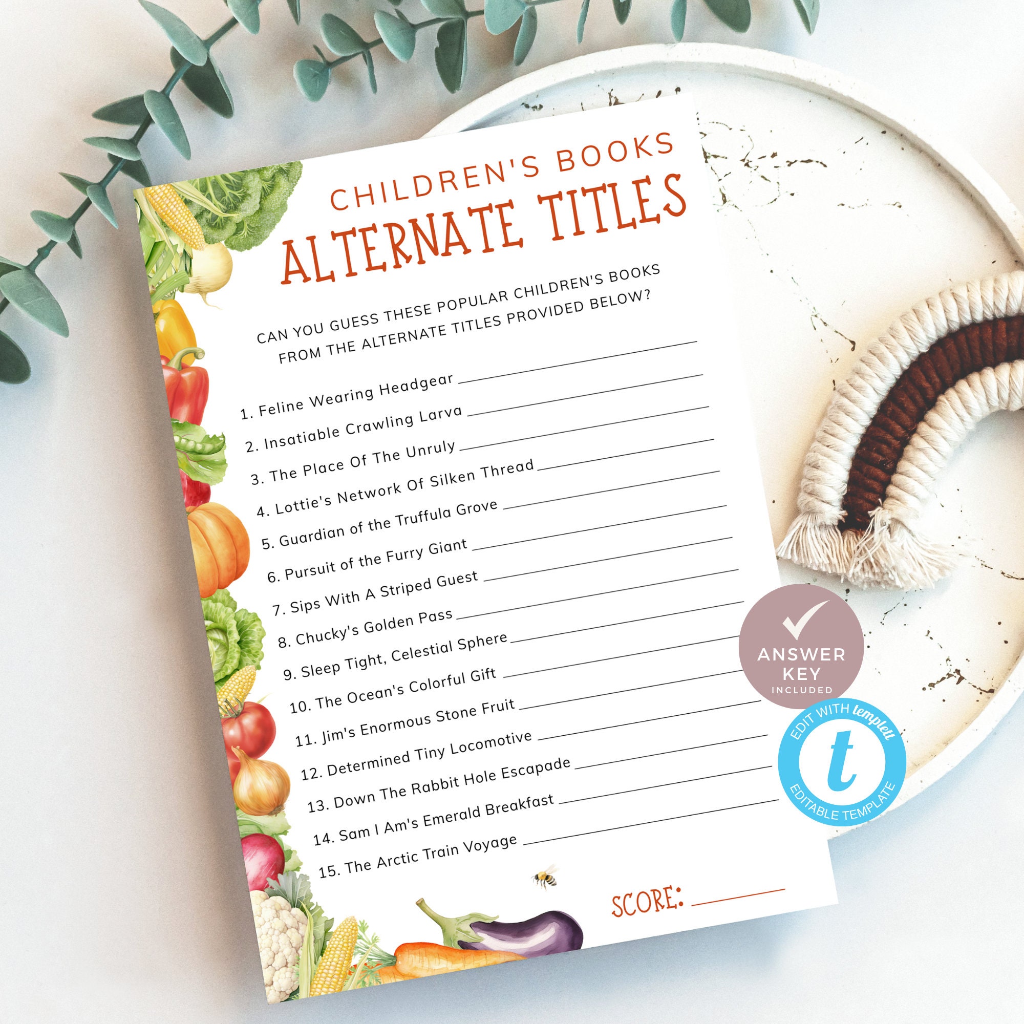 Locally Grown Alternate Title Childrens Book Baby Shower Game, Guess ...