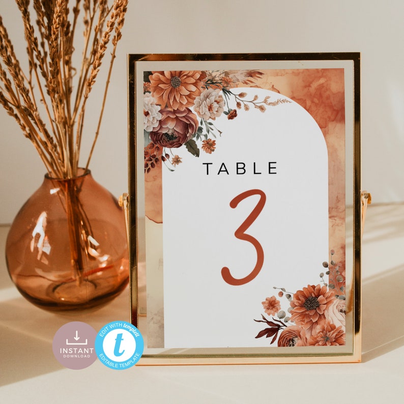Terracotta Table Number Sign, Fall Table Name Cards, Autumn Décor ...