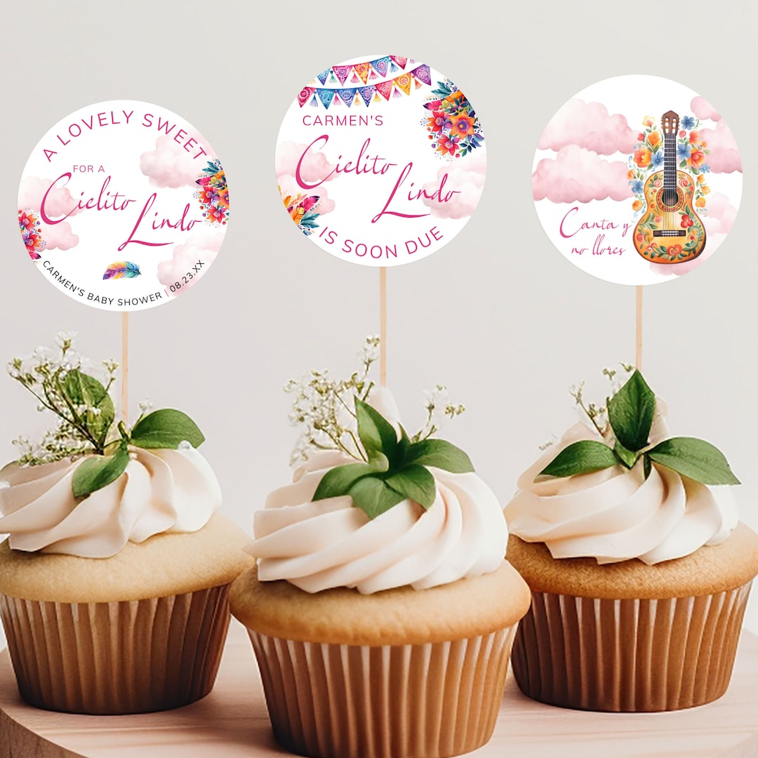 Cielito Lindo Cupcake Toppers, Fiesta Dessert Labels, Mexican Themed ...