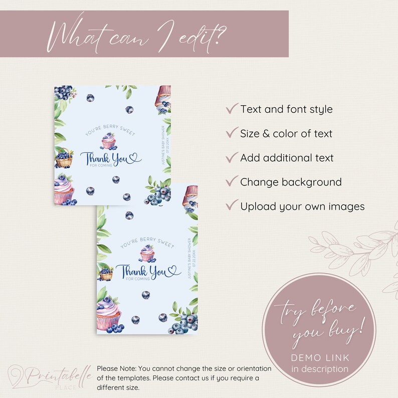 Blueberry Candy Bar Wrapper Template, Berry Sweet Favor Chocolate Cover ...