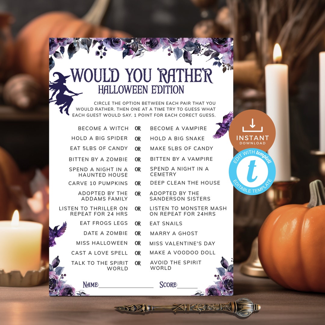 Halloween Would You Rather Game, Spooky Season This or That Questions ...