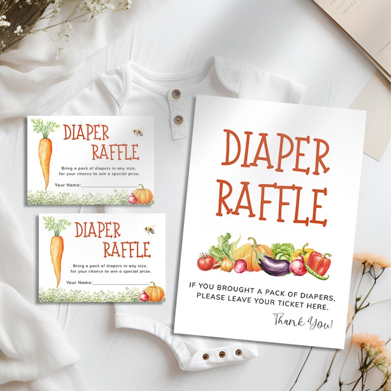 Locally Grown Baby Shower Diaper Raffle Tickets and Sign, With Nappy ...