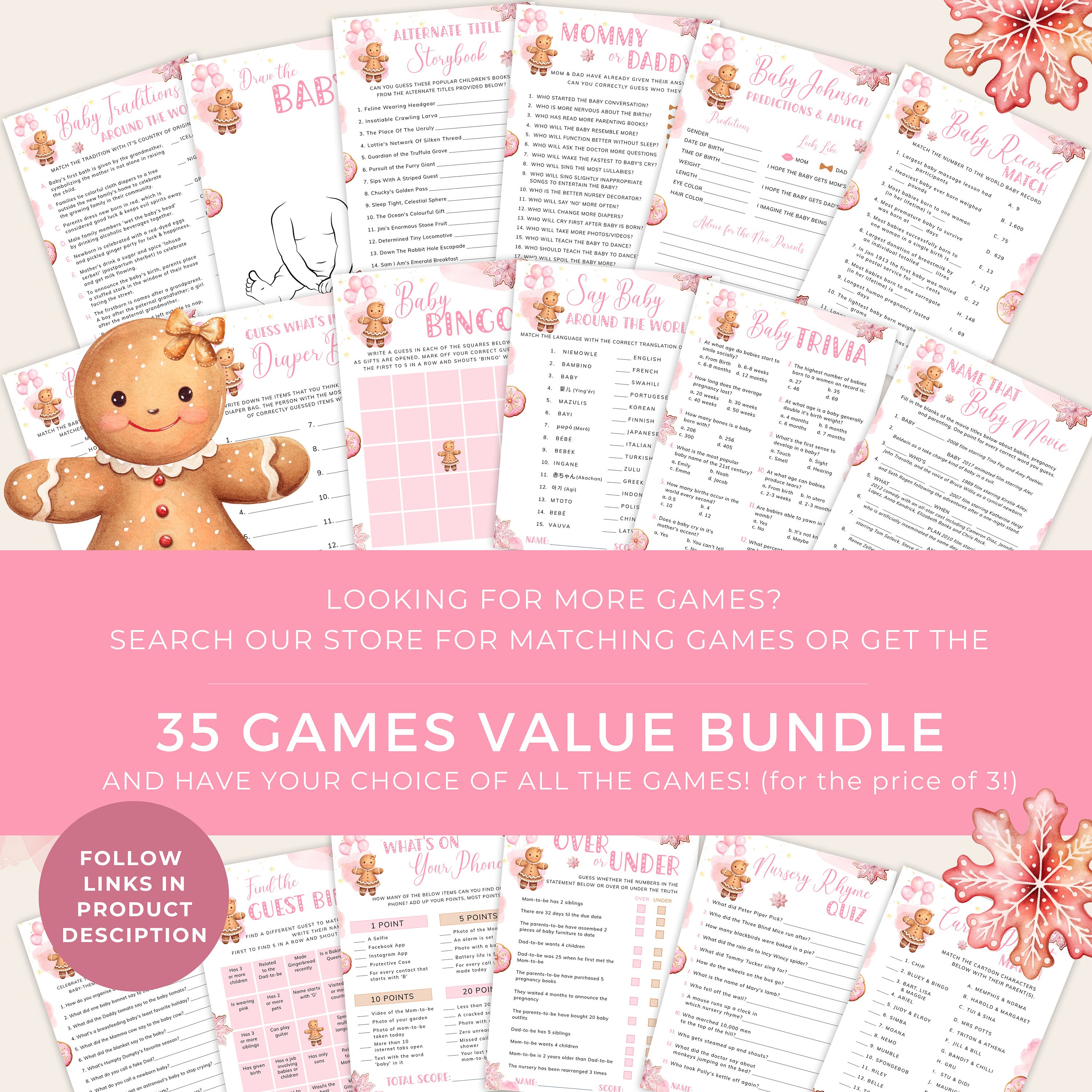 Gingerbread Mommy or Daddy Game, Pink Christmas Cookie Guess Who Said ...
