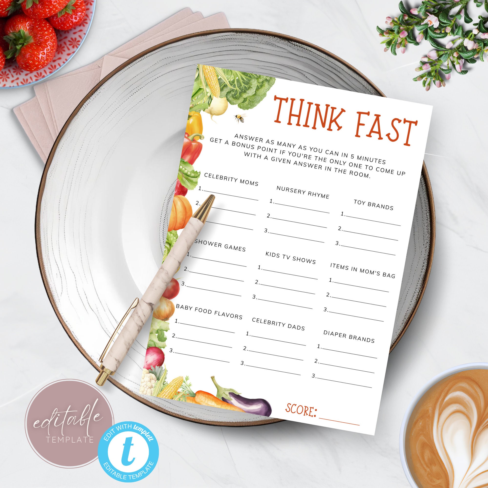 Locally Grown Think Fast Baby Shower Game, Quick Categories, Fun ...