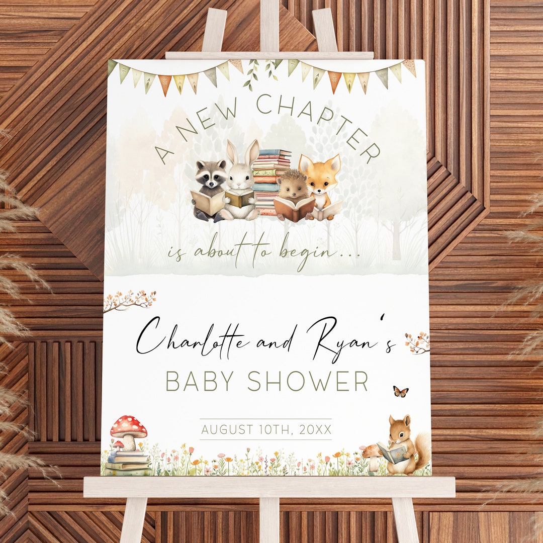 A New Chapter Baby Shower Welcome Sign, Storybook Themed Poster Signage ...
