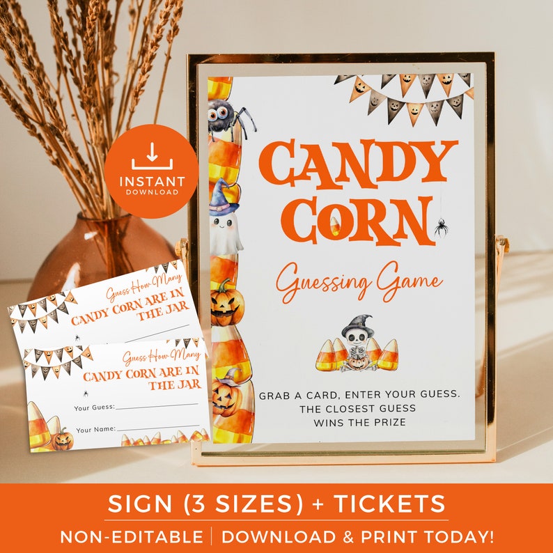 Candy Corn Guessing Game, How Many Candy Corn Are in the Jar, Halloween ...