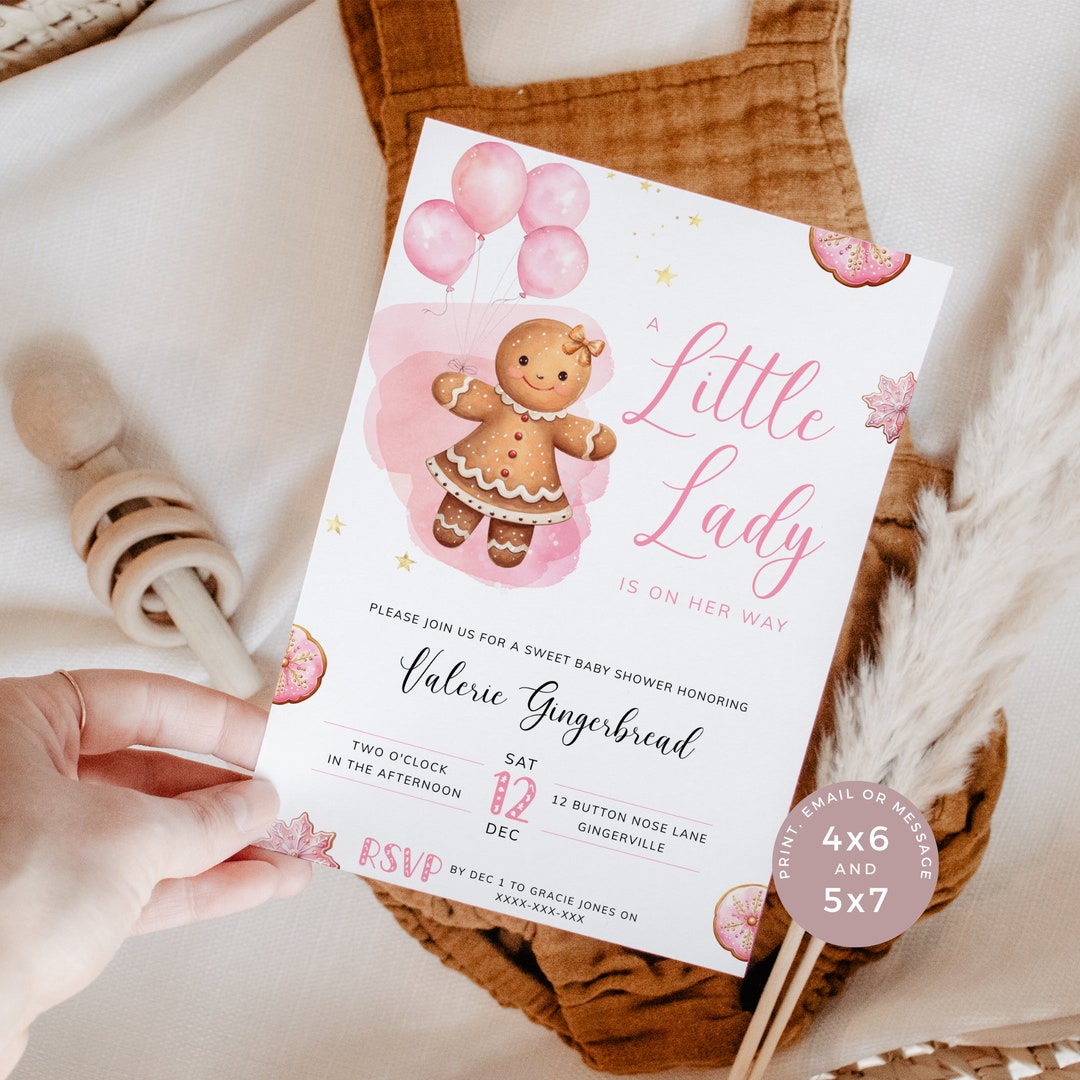 Pink Gingerbread Baby Shower Invite for a Little Lady on Her - Etsy