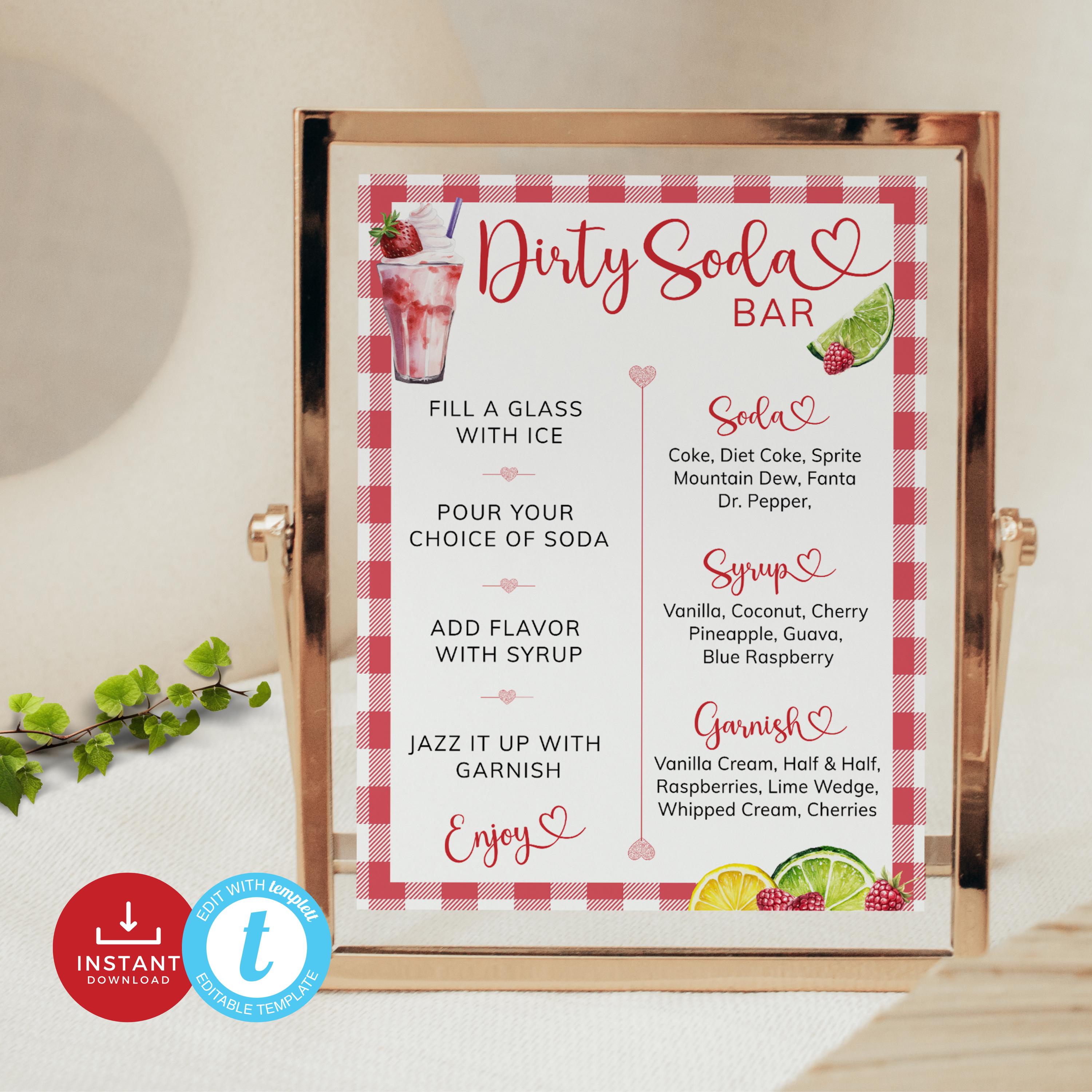 Dirty Soda Menu Template Baby Shower, Drinks Menu Printable, Dirty Soda ...