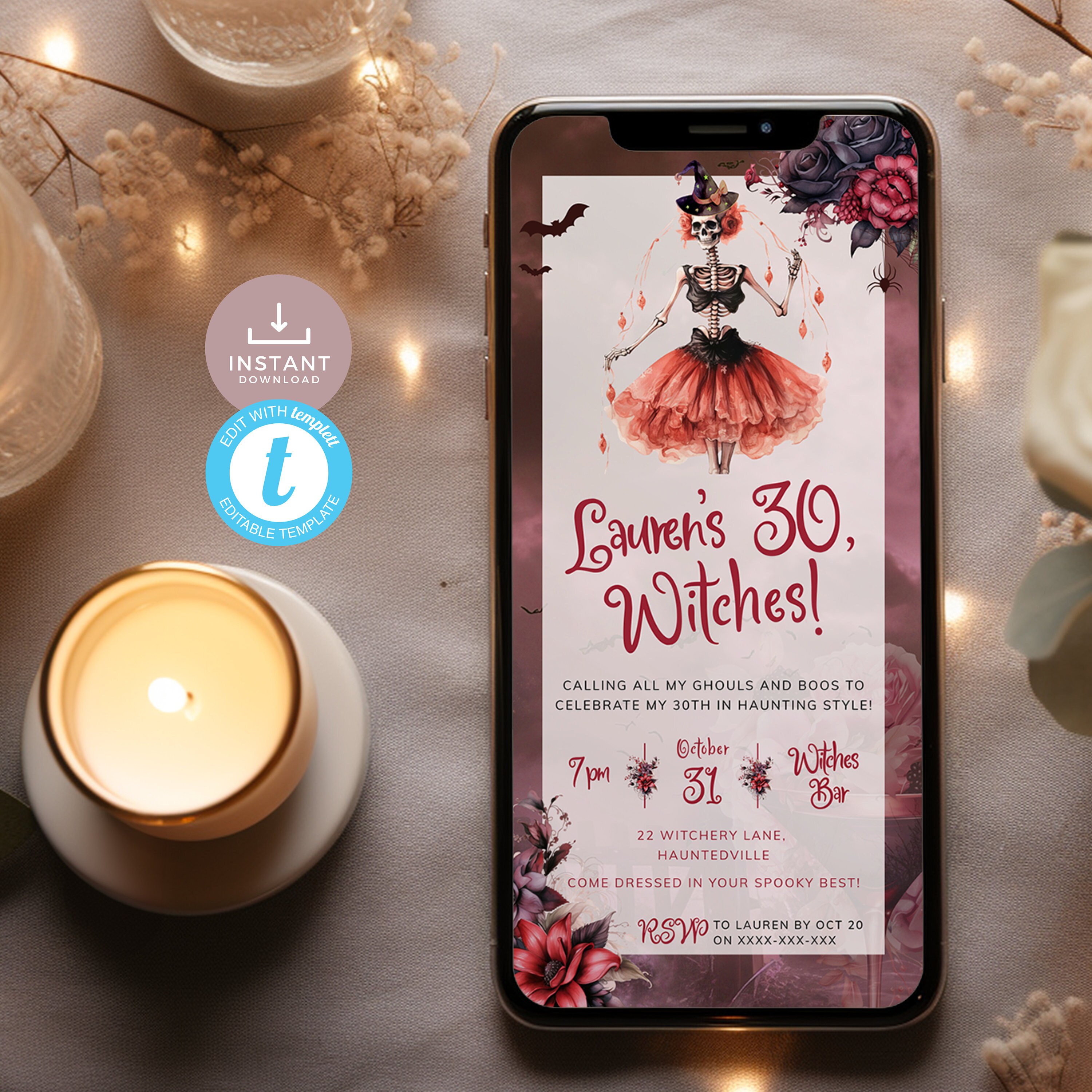30th Birthday Electronic Invitation Halloween Themed, I'm 30 Witches ...