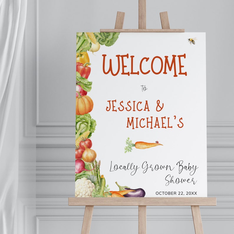 Locally Grown Baby Shower Welcome Sign Editable Template. Farmers ...