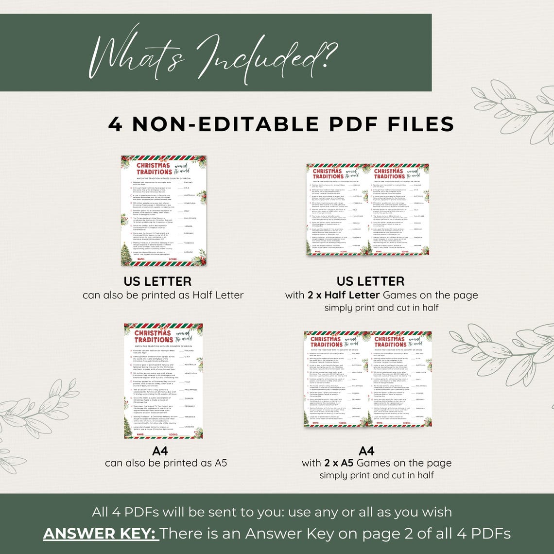 Christmas Around the World Trivia, Traditions Matching Game, Holiday ...