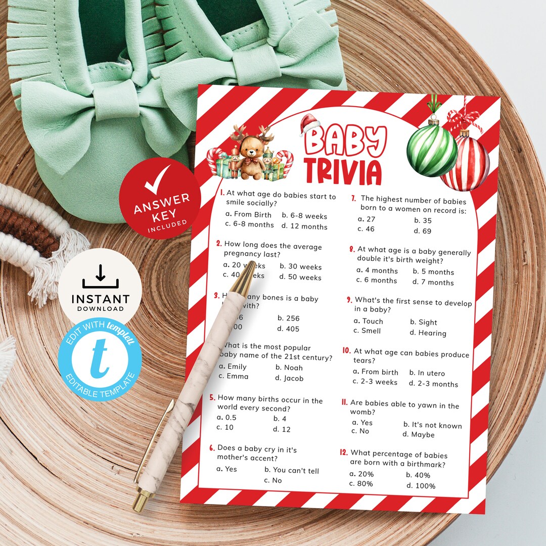 Merry Little Baby Trivia Answer Key, Christmas Baby Shower Triva ...