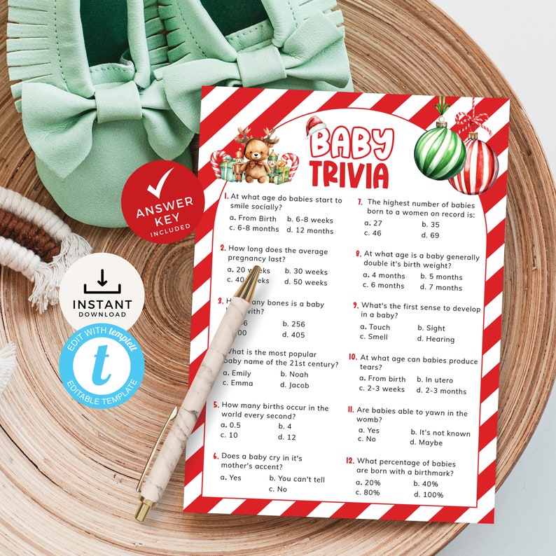 Merry Little Baby Trivia Answer Key, Christmas Baby Shower Triva ...