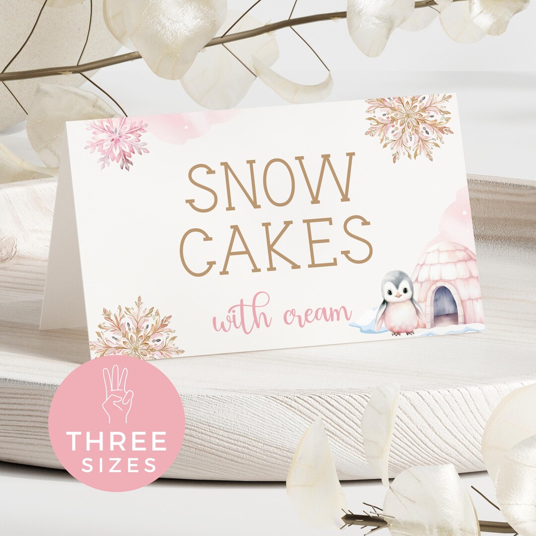 Pink Winter Wonderland Buffet Card, Potluck Food Label, Snow in Love ...