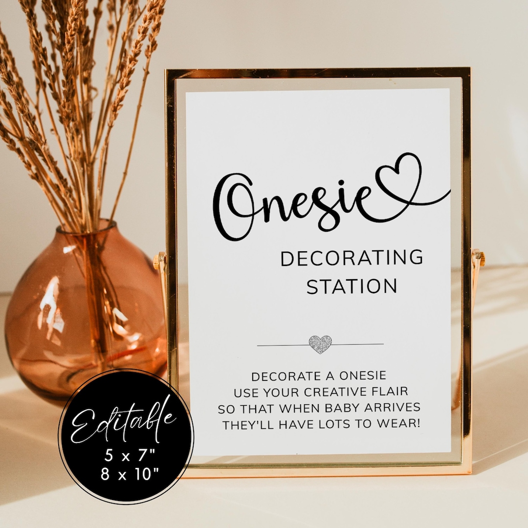 Decorate A Onesie Sign, Onesie Decorating Station Sign, Modern Baby ...