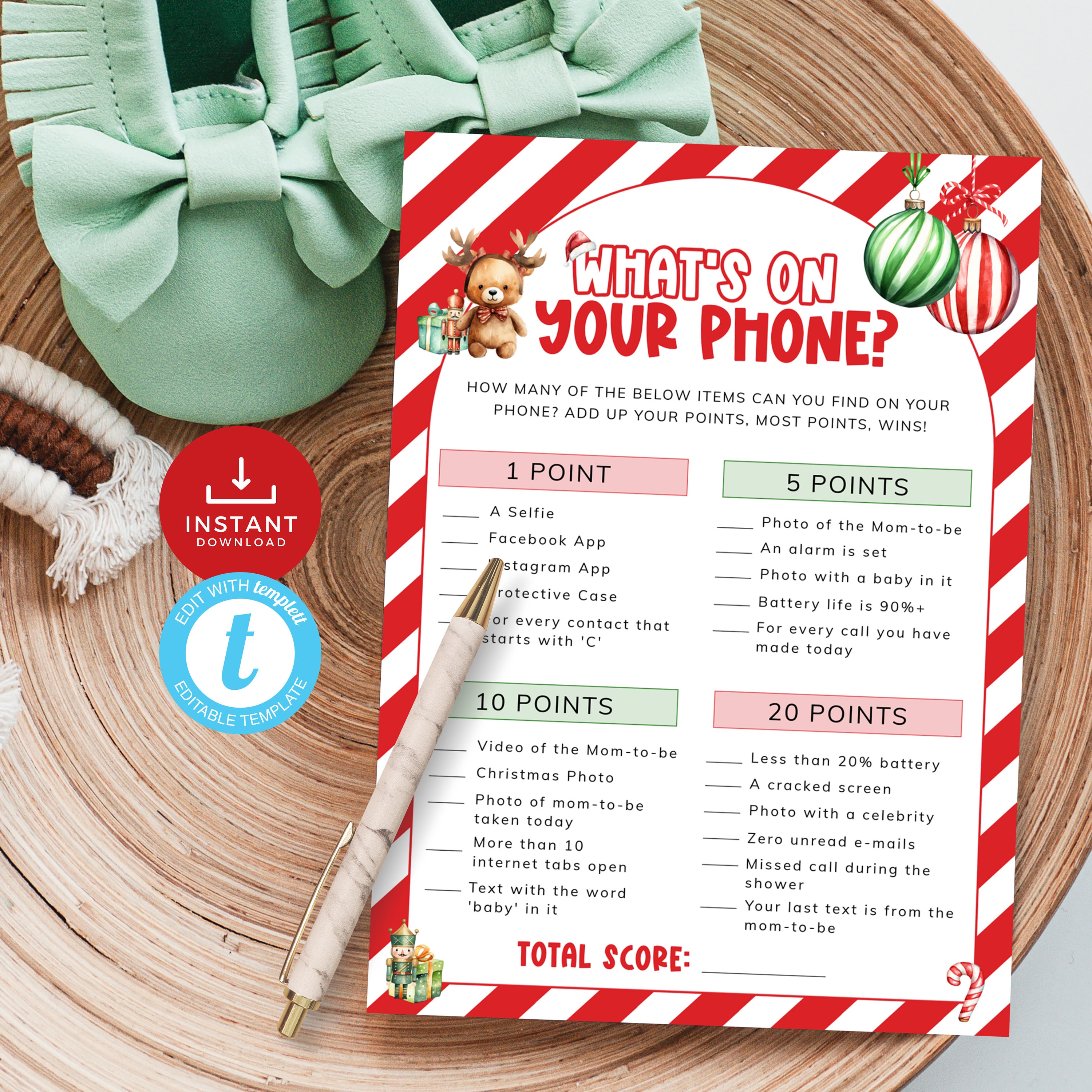 Merry Little What's on Your Phone Game, Christmas Baby Shower Ice ...