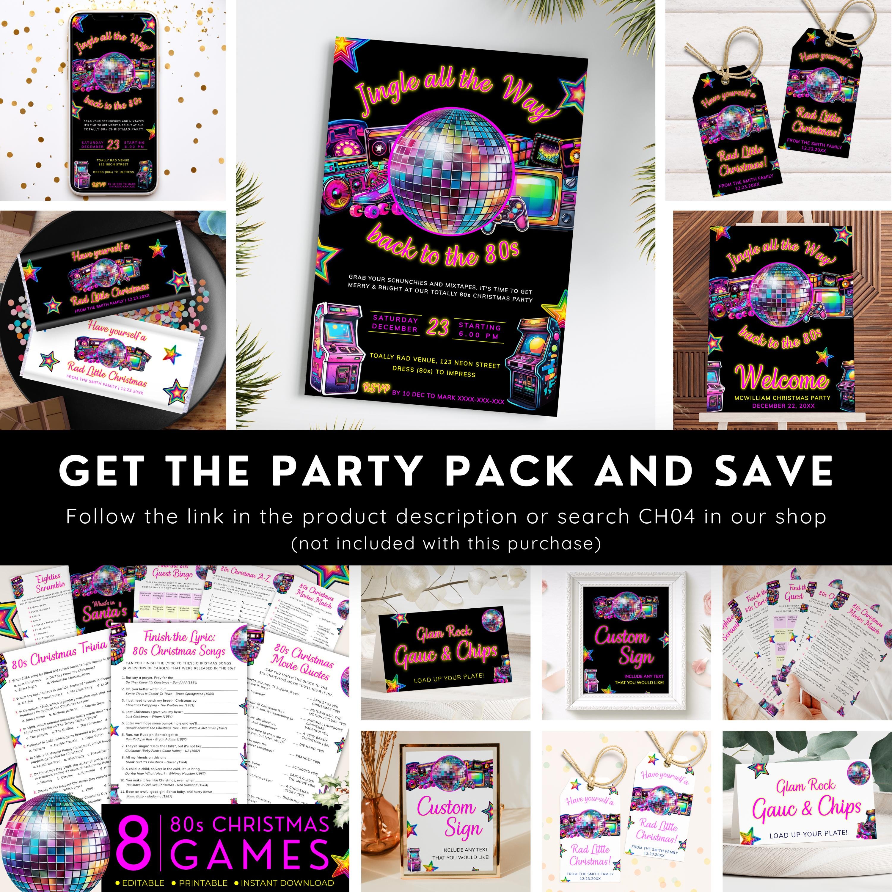 80s Christmas Party Invitation, Festive Neon & Eighties Nostalgia ...
