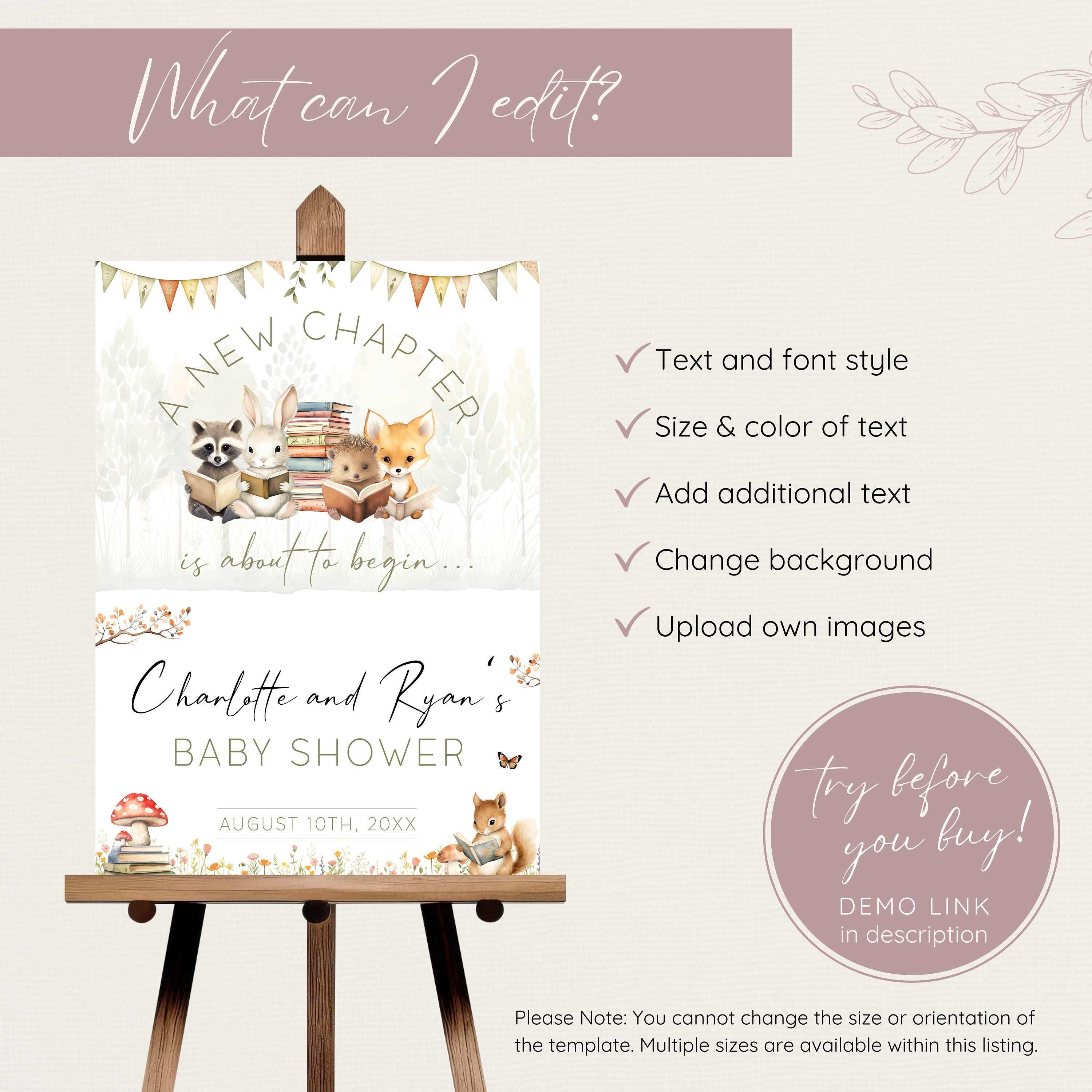 A New Chapter Baby Shower Welcome Sign, Storybook Themed Poster Signage ...