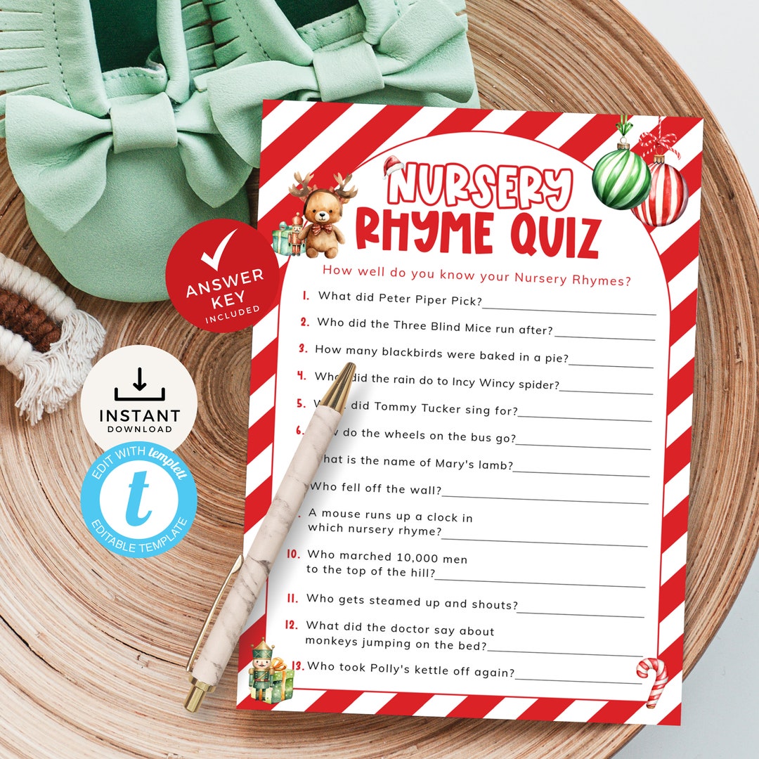 Merry Little Nursery Rhyme Quiz, Christmas Childrens Books Trivia ...