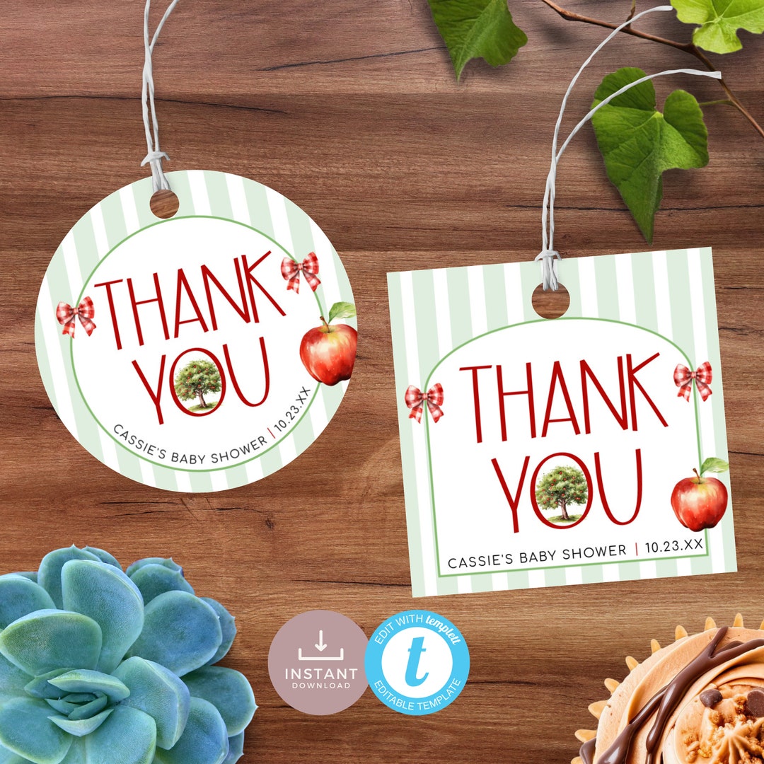 Apple Baby Shower Thank You Tags, Apple Tree Gift Tag Labels, Fall ...