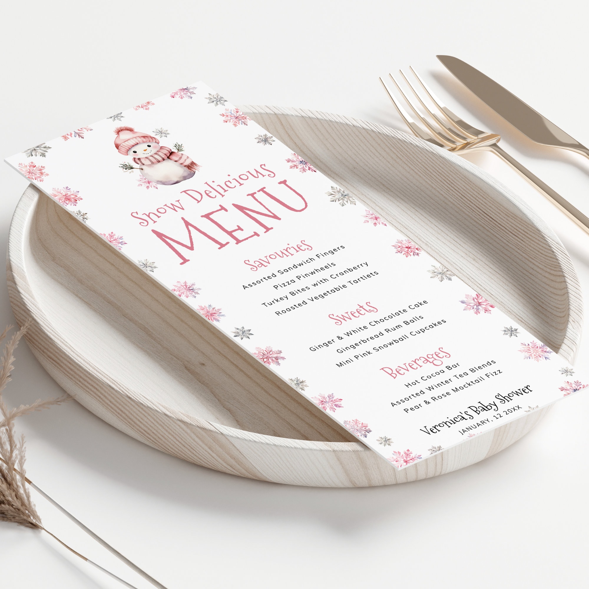 Snowman & Snowflake Menu Template for We're Snow Excited - Etsy