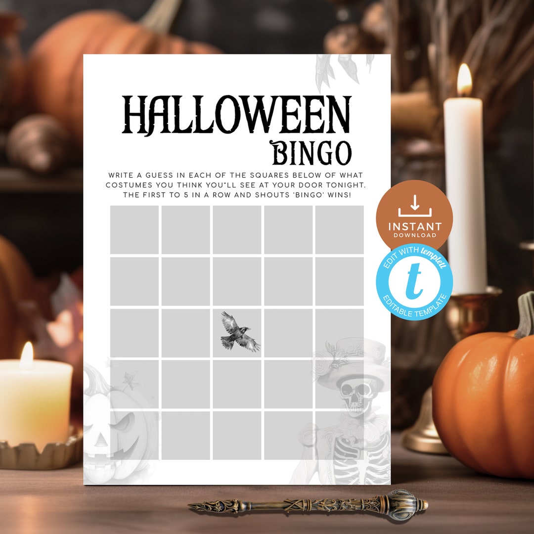 Halloween Bingo Card, Guess the Costumes, Trick or Treat Bingo, Spooky ...