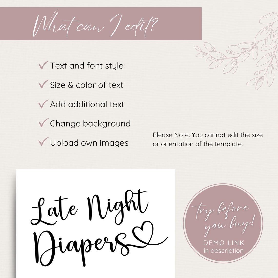 Late Night Diapers Sign, Modern Baby Shower Activity, Nappy Notes 5x7 ...