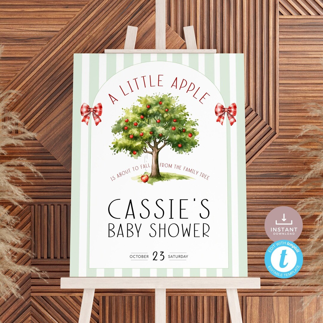 Apple Baby Shower Welcome Sign. A Little Apple is About to Fall From ...